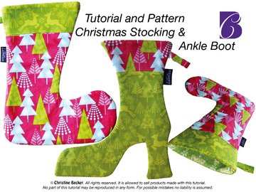 Funky Christmas Stocking Pattern - 2 Size and 2 d