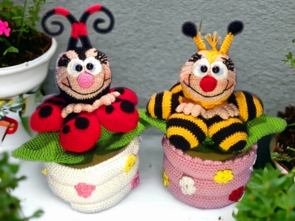 Marienkäfer + Biene häkeln // Käfer häkeln