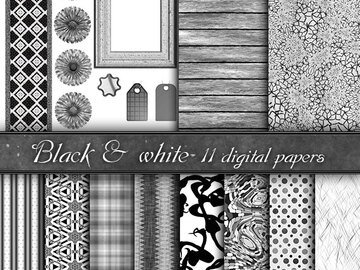 Digital Paper, backgrounds black & white