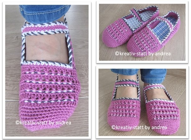 Slipper Ballerina - easy and quick - all sizes - crochet pattern