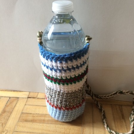 crochet scrap water bottle bag pattern, easy beginner, PDF