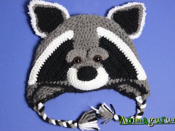Raccoon Animalhat Crochet Pattern in 4 sizes