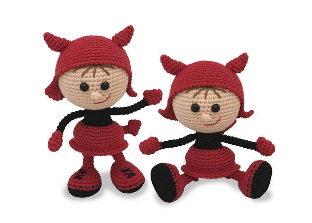 158 Crochet Pattern - Girl doll in a Halloween devil outfit - Amigurumi ...