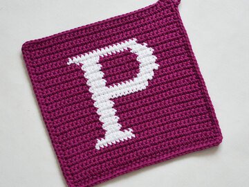 Letter "P" Potholder Crochet Pattern - for beginners