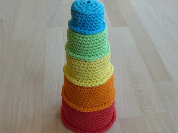 Crochet pattern for a baby toy "stacking tower"