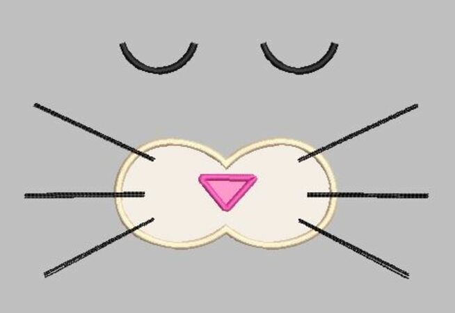 Stickdatei Katzengesicht für die Bettschlange Katze Kimba 16x26cm