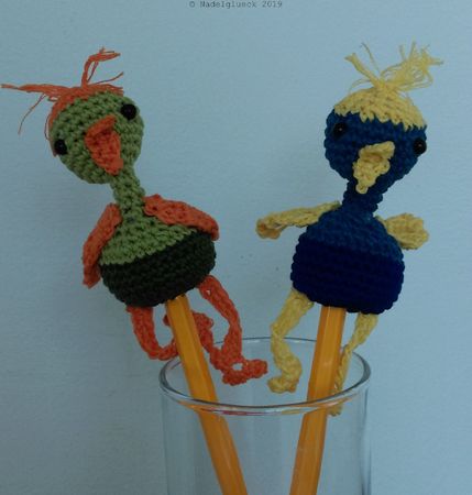 Bleistift-Topper "Lustiger Vogel" - schnell gehäkelt zu Einschulung ...