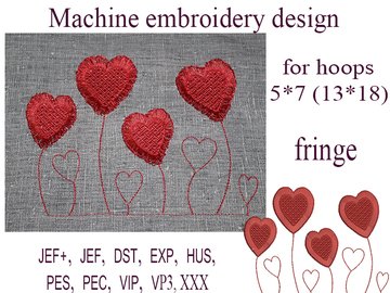 Machine embroidery design heart fringe