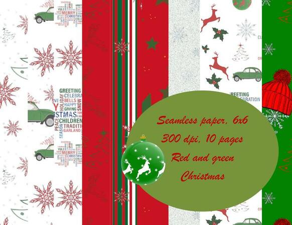 Seamless paper, Red and green Christmas