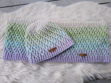 Häkelanleitung -Set Mütze, Stirnband oder Loop "Winterhimmel" - alle Größen