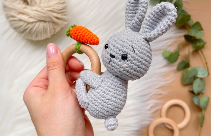 Crochet pattern baby rattle bunny or rabbit