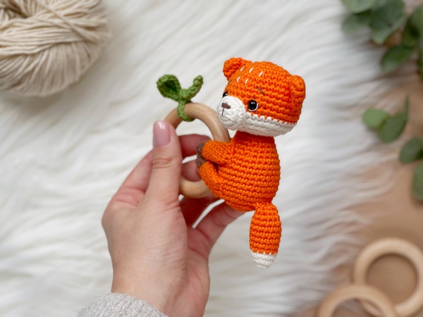 Crochet pattern baby rattle fox