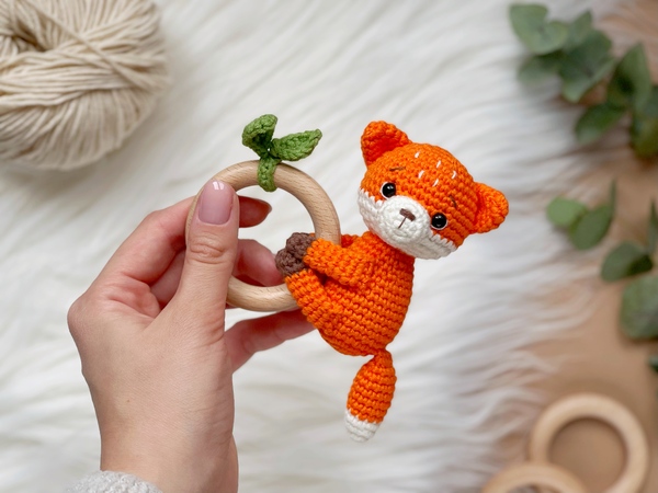 Crochet pattern baby rattle fox