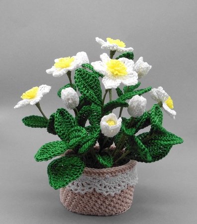 Christmas rose in crochet pot or for the vase - easy & versatile