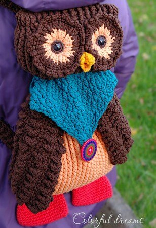 Crochet pattern backpack Owl