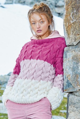 Strickanleitung: Pulli im Mustermix mit Blockstreifen