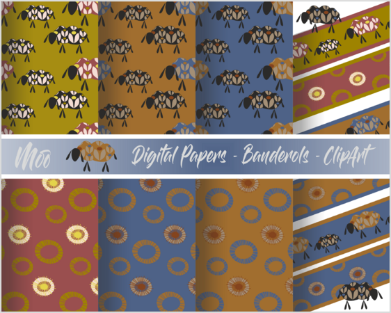 Digital Paper Dekore + Banderolen zum Ausdrucken Schafmotive