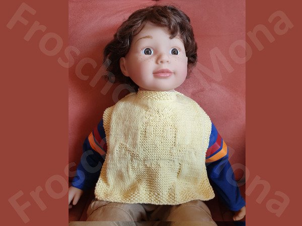 Baby Lätzchen „Piepsi ist da!“ ganz einfache Anleitung zum Motive stricken