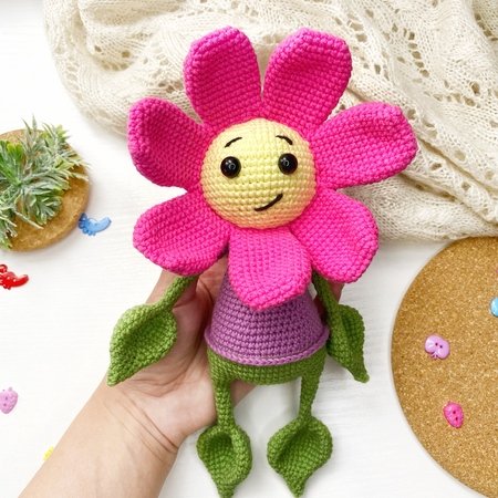 Crochet Pattern Amigurumi flower. Crochet amigurumi pattern flower.