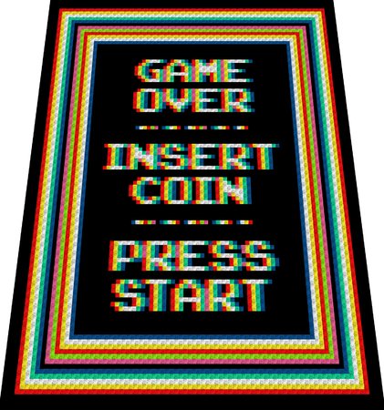 Häkelmuster * GAME OVER - INSERT COIN - PRESS START * Grafik für C2C Decke