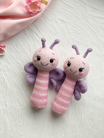 Crochet baby rattle toy Butterfly EASY Amigurumi Crochet Pattern (PDF file)