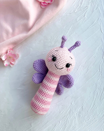 Crochet baby rattle toy Butterfly EASY Amigurumi Crochet Pattern (PDF file)