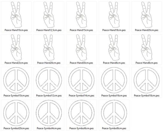 Stickdatei - Doodle Peace Frieden Hand und Symbol