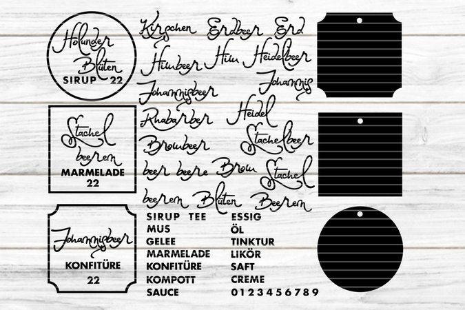 Etiketten Beeren Plotterdatei SVG DXF FCM