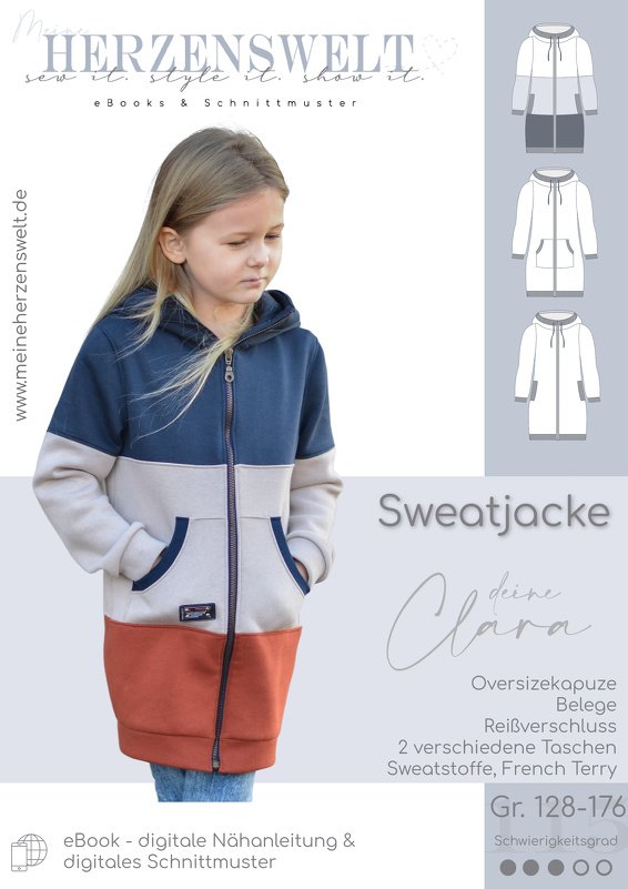 Inspiration | Foto - Sweatjacke Kinder – E-Book Schnittmuster – Gr. 128 ...