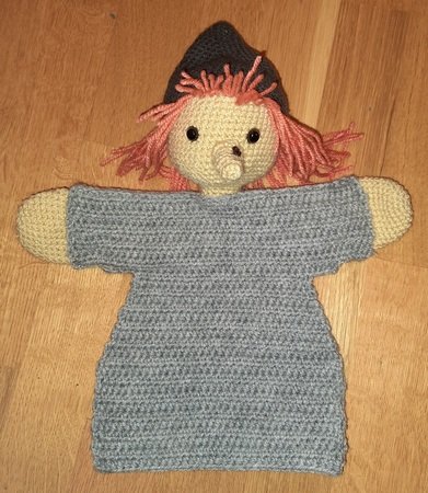 Handpuppe Hexe mit Hut * Handpuppe gehäkelt * Handpuppe häkeln