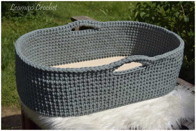 - XXL und L - BOBBINY Moseskörbchen häkeln, Baby, Geschenk, Geburt, Taufe