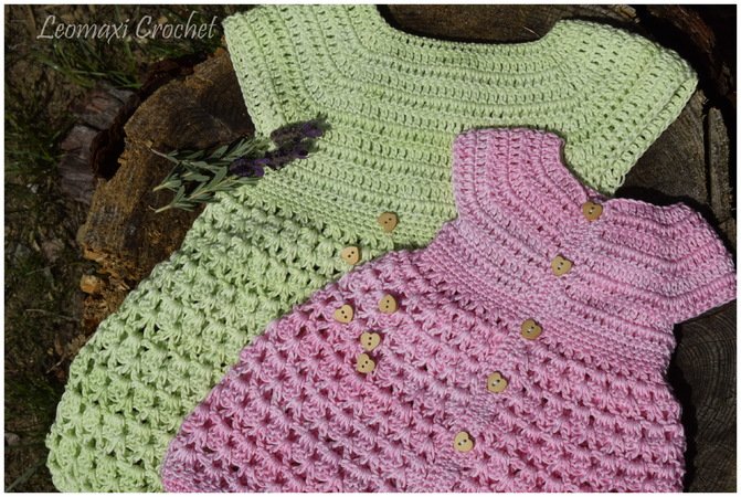 - SOLEA - Häkelkleid ab Baby - 56 Damengröße, romantisches Kleid, A-Linie