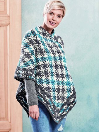 Woolly Hugs Poncho Great Karo, ganz einfach mit der Planned Pooling ...
