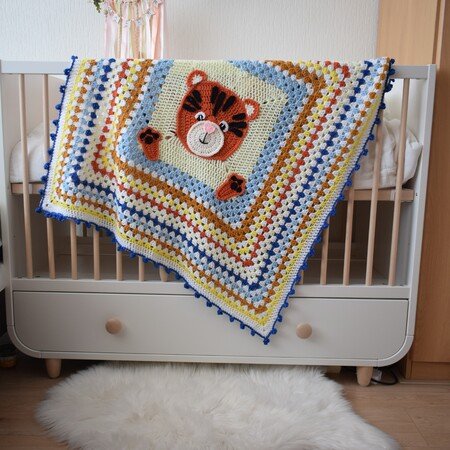 Crochet tiger blanket pattern- Crochet Baby Blanket Pattern- Crochet Jungle