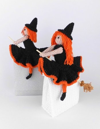 Geschenk-Tüte Geschenk-Tasche Halloween Hexe - einfach aus Wollresten