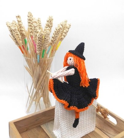 Geschenk-Tüte Geschenk-Tasche Halloween Hexe - einfach aus Wollresten