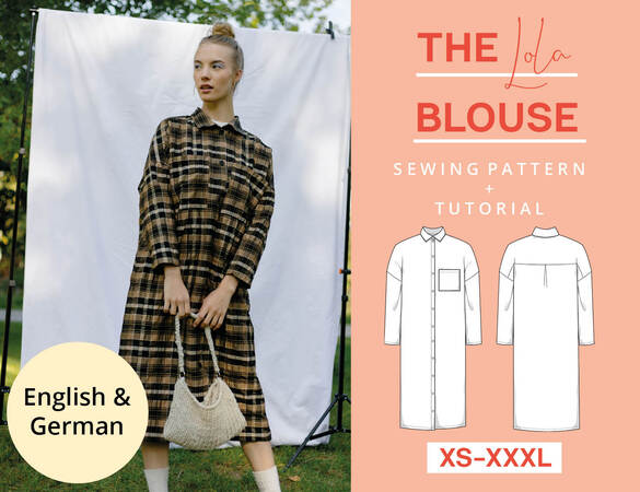 Schnittmuster Blusenkleid, Oversized XS-XXXL, Einfach mit Video-Anleitung