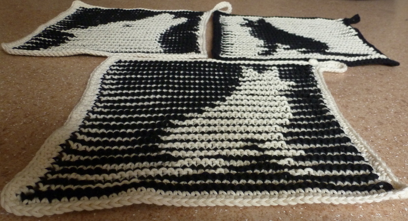 Hunde-Lappen - tierische Lappen mit Schattenstrickmotiven