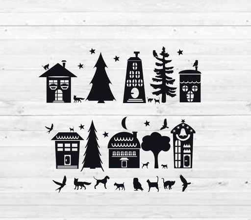 Plotterdatei Häuser I SVG zum selber plotten