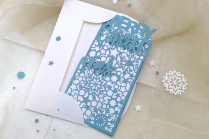 Karte Merry Christmas Plotterdatei SVG DXF FCM