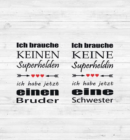 Plotterdatei Schwester, Bruder, Superheld SVG zum selber plotten