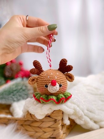 Crochet pattern Christmas ornaments: Santa Mrs Claus Deer Elf Angel Snowman