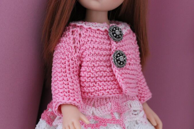 12-inch Dolls Cardigan Knitting Pattern
