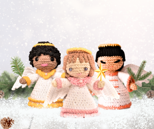Three Christmas Angels. Amigurumi Angels. Crochet pattern