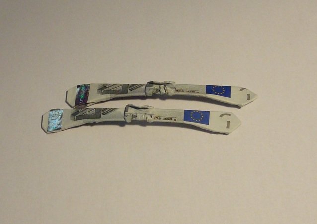 Origami Geldschein Ski (**)