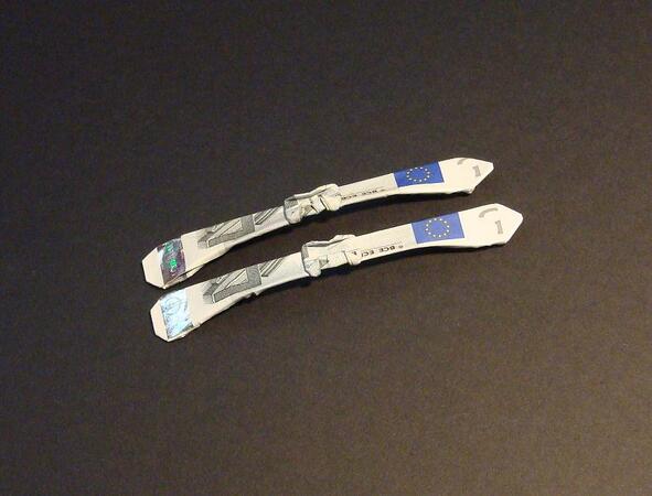 Origami Geldschein Ski (**)
