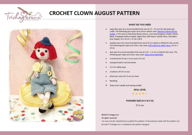 Crochet Clown August - Crochet Pattern