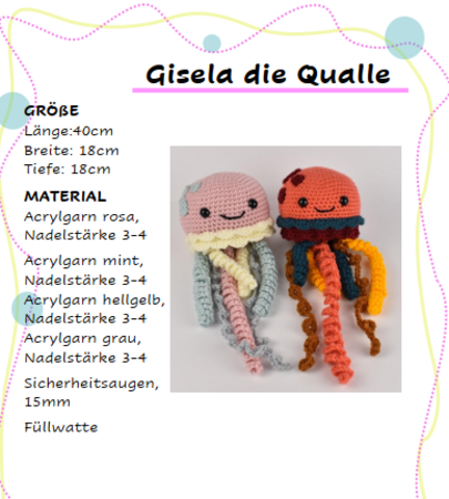 Gisela die Qualle • Häkelanleitung • Amigurumi PDF-Datei [deutsch englisch]