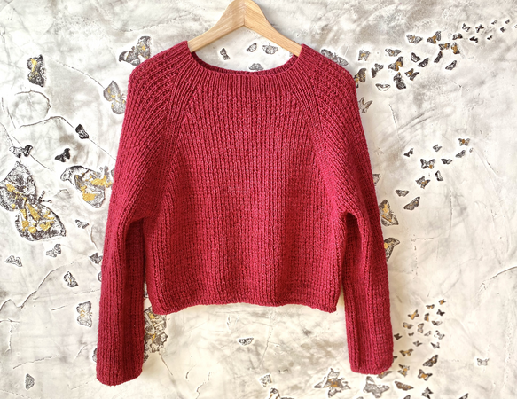 Basic Raglan-Sweater stricken CHIARA - nahtlos - von oben - 8 Größen