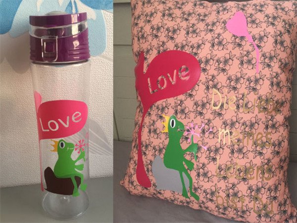 Valentinskarte Frosch aus Stoff mit Plotterdateien